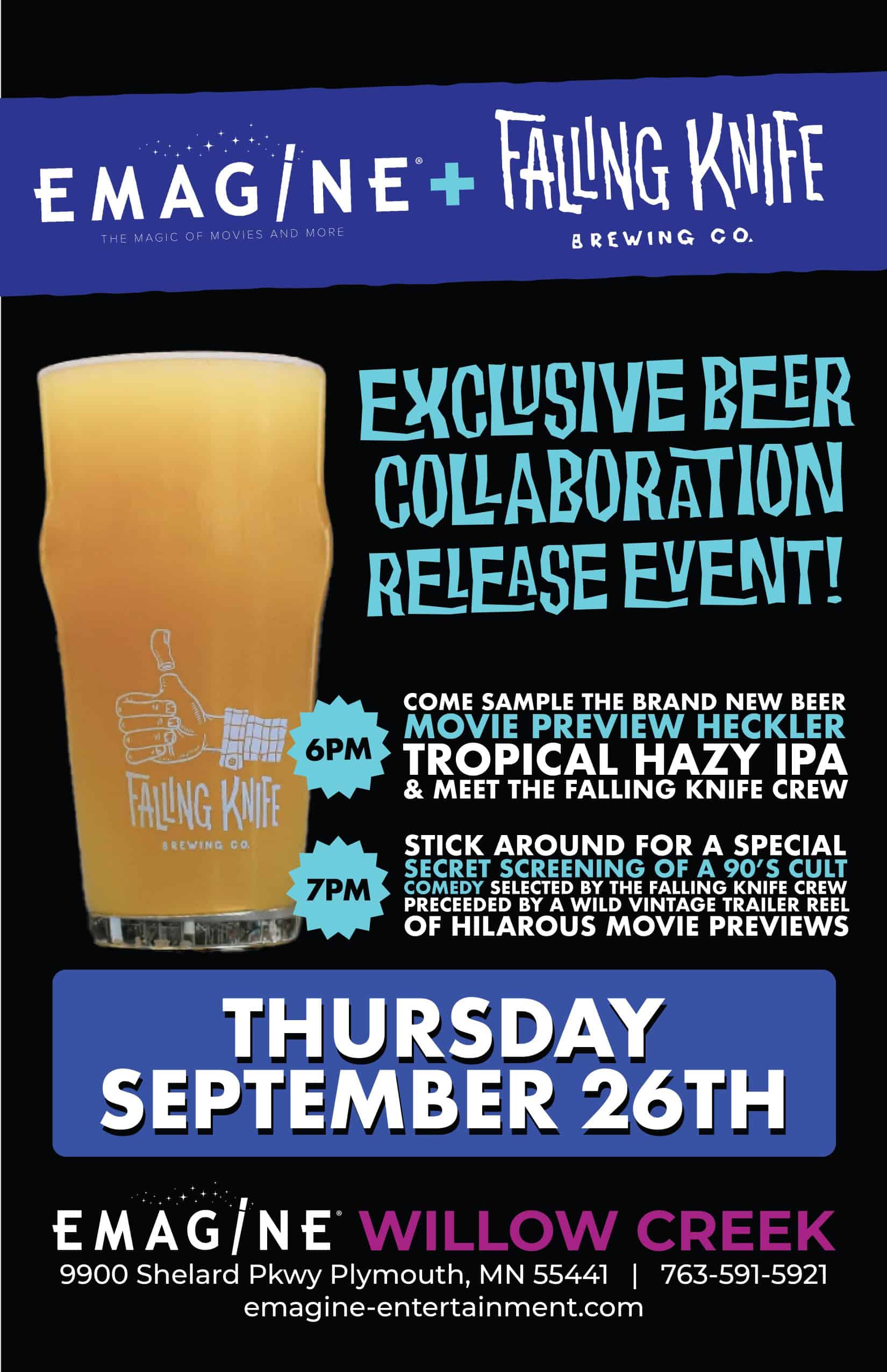 Beer Release & Secret Screening w/ Falling Knife - Watch Now at Emagine ...