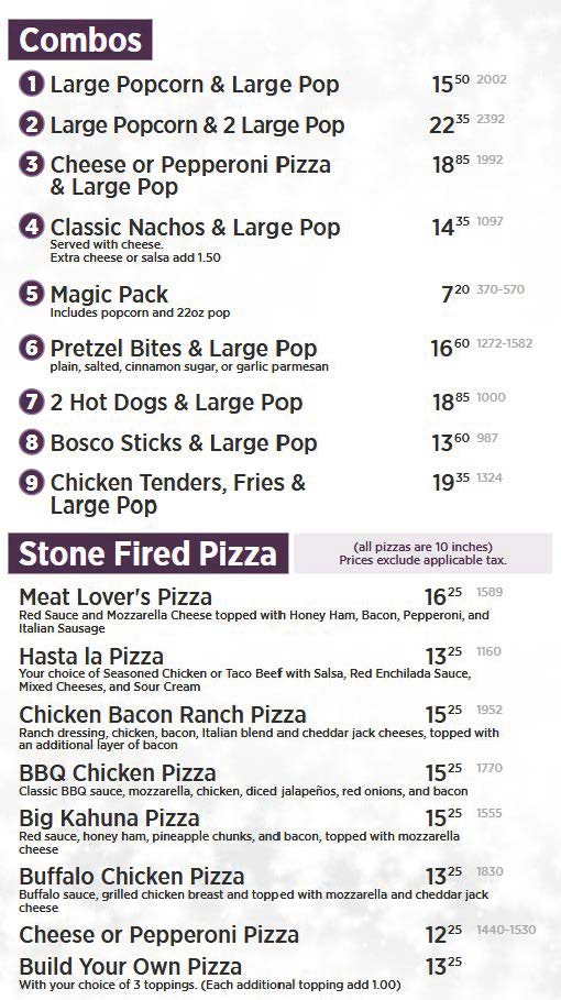 Quality 10 Concession Menu - Emagine Entertainment