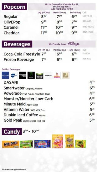 Quality 10 Concession Menu - Emagine Entertainment